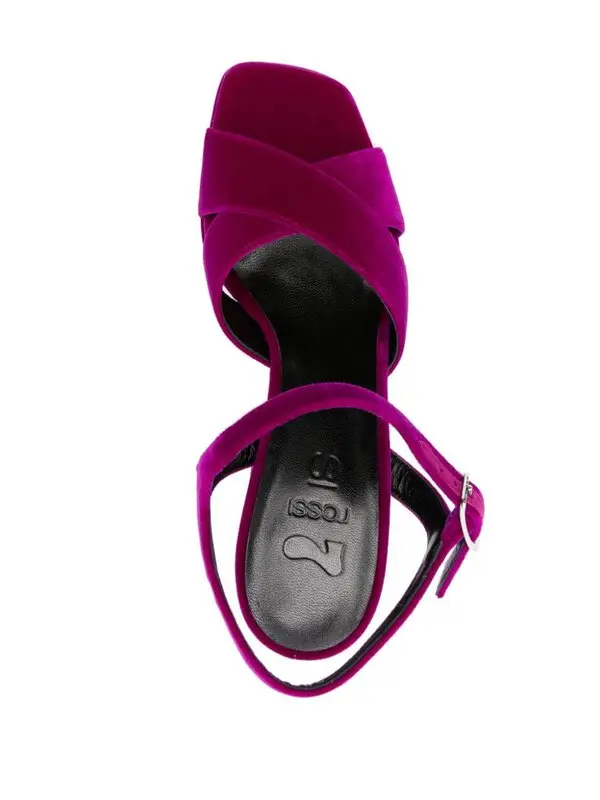 SERGIO ROSSI 140mm Velvet Platform Sandals - Purple