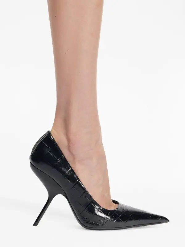 FERRAGAMO Eva 105mm Crocodile-embossed Pumps - Black