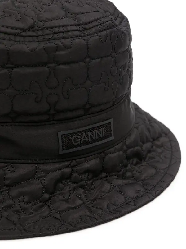 GANNI Logo-patch Quilted Bucket Hat