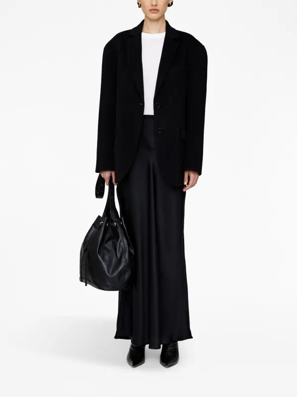 ANINE BING Flared Silk Maxi Skirt - Black
