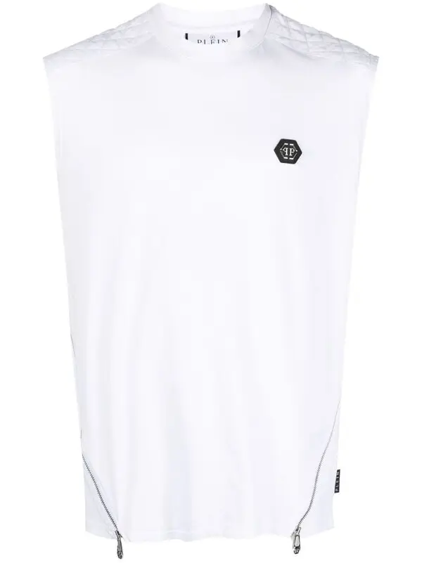 Philipp Plein Hexagon Zip-detailed Quilted Tank Top