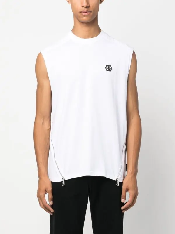 Philipp Plein Hexagon Zip-detailed Quilted Tank Top