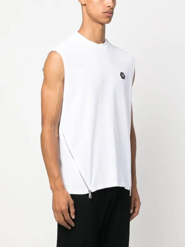 Philipp Plein Hexagon Zip-detailed Quilted Tank Top