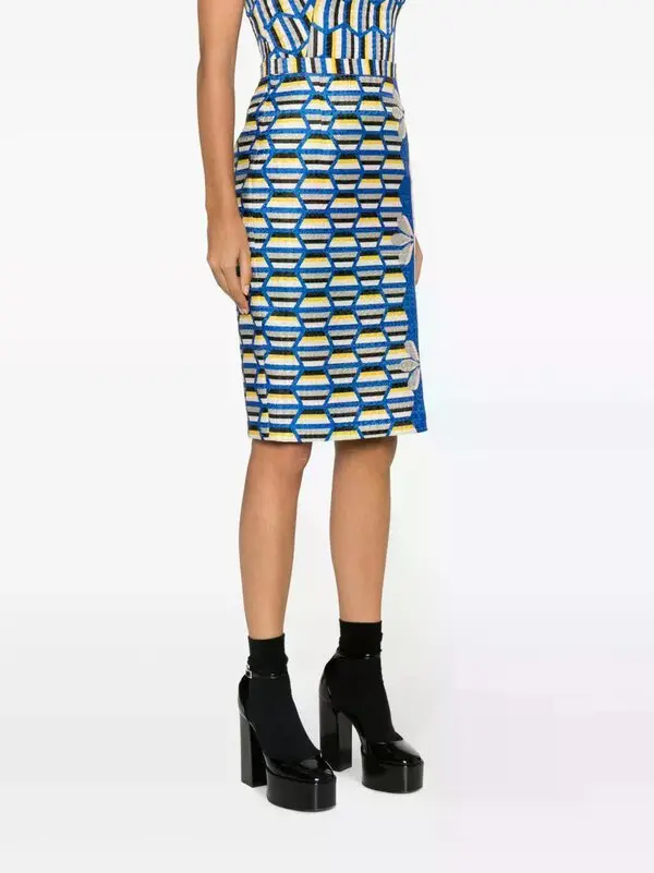 GEMY MAALOUF Geometric-pattern High-waist Midi Skirt
