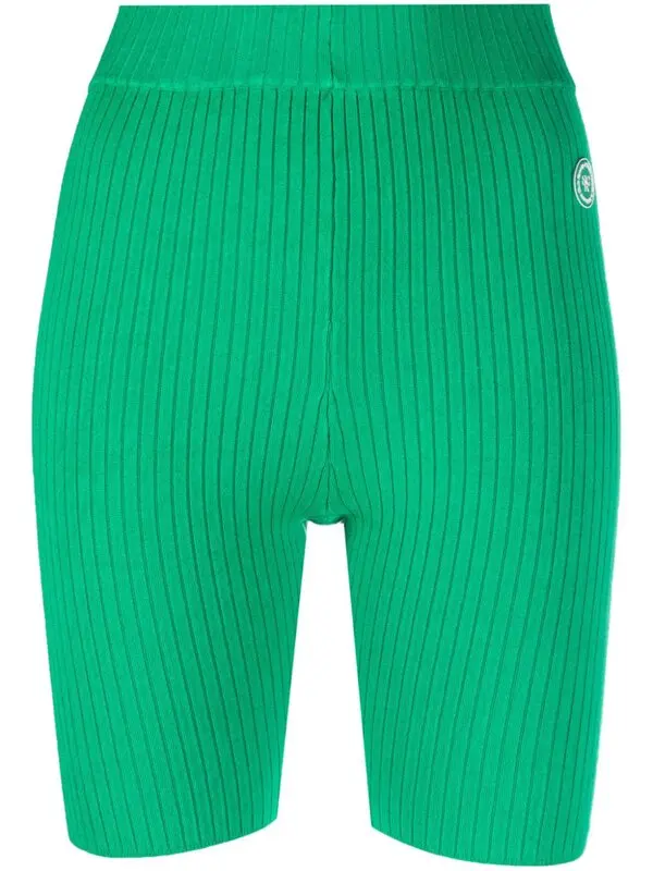 SPORTY & RICH Logo-patch Ribbed Shorts