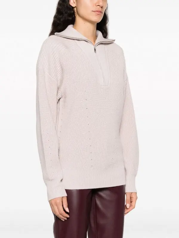MARANT ETOILE Benny Half-zip Sweater - Neutrals