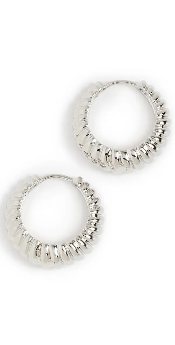 LUV AJ The Ridged Marbella Hoop Earrings - Silver