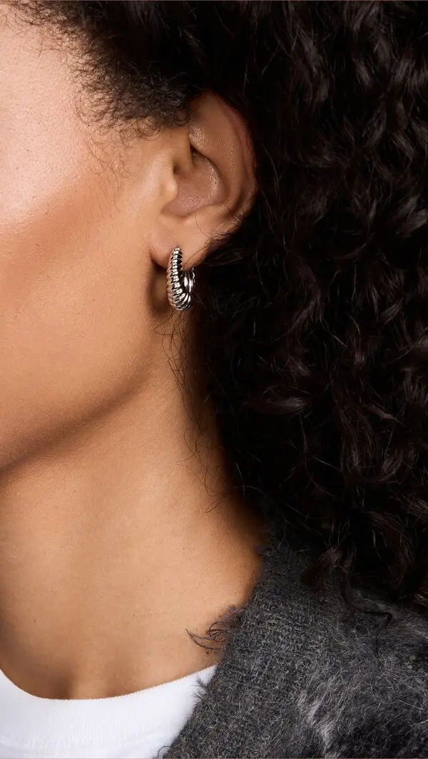 LUV AJ The Ridged Marbella Hoop Earrings