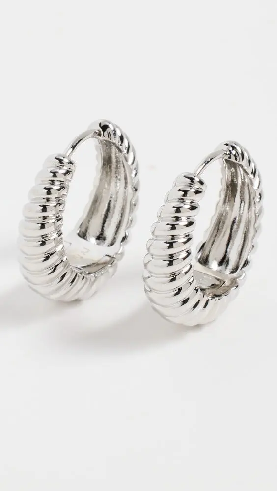 LUV AJ The Ridged Marbella Hoop Earrings