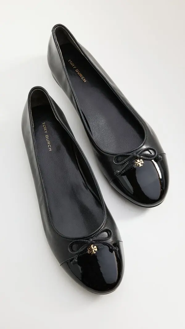 Tory Burch Cap-toe Ballerinas - Perfect Black