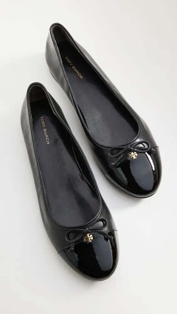 Tory Burch Cap-toe Ballerinas - Perfect Black