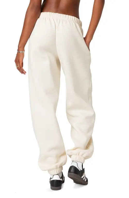EDIKTED Clark Oversized Cotton Blend Sweatpants - Cream