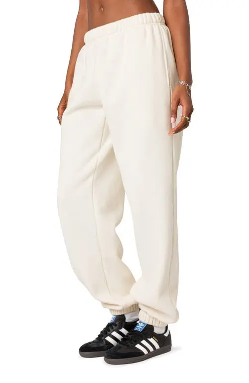 EDIKTED Clark Oversized Cotton Blend Sweatpants - Cream