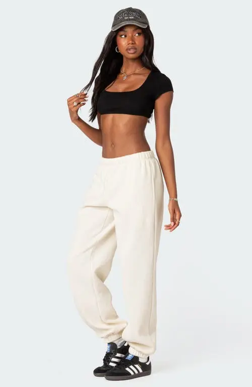 EDIKTED Clark Oversized Cotton Blend Sweatpants - Cream