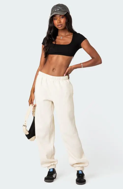 EDIKTED Clark Oversized Cotton Blend Sweatpants - Cream