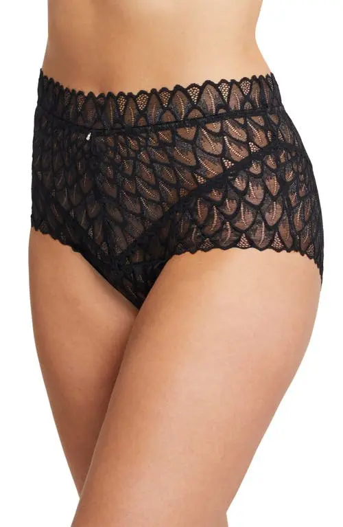 MONTELLE INTIMATES Lacey High Waist Lace Briefs - Black