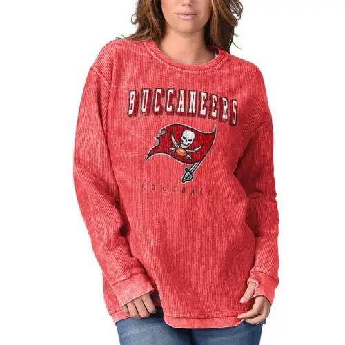 G-III 4HER BY CARL BANKS Tampa Bay Buccaneers Cord Pullover Sweatshirt - Red