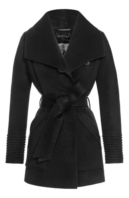 Sentaler Wide Collar Tie Waist Coat - Black