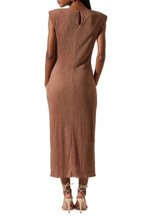 Astr The Label Plissé Maxi Dress In Brown 60% Off Editorialist