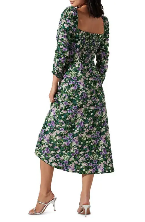 purple and green floral dress Purple and Green Flora Dress with Keyhole Neckline (Blossom Burst Dres –  Ndoyaa Garments