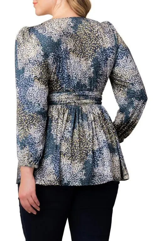 KIYONNA Leah Gathered Top - Blue Multi