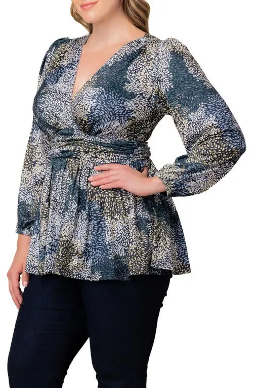 KIYONNA Leah Gathered Top - Blue Multi