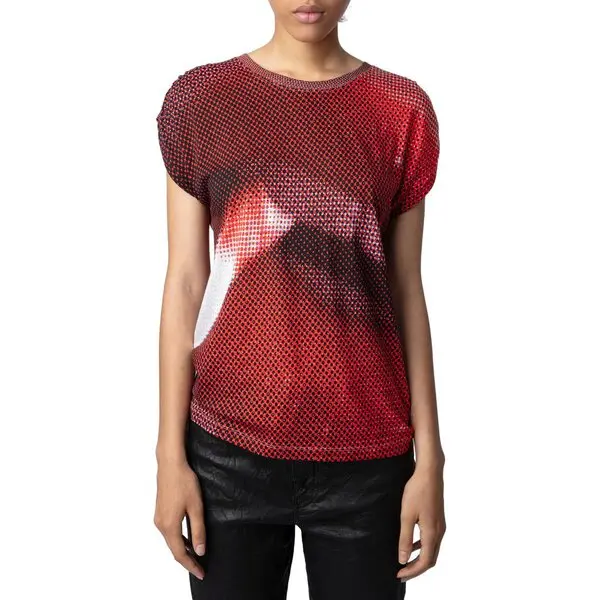 Zadig&Voltaire Adele Bouche Graphic Muscle T-shirt - Red Multicolor