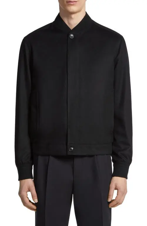 Zegna Water Repellent Elements Oasi Cashmere Bomber Jacket - Black