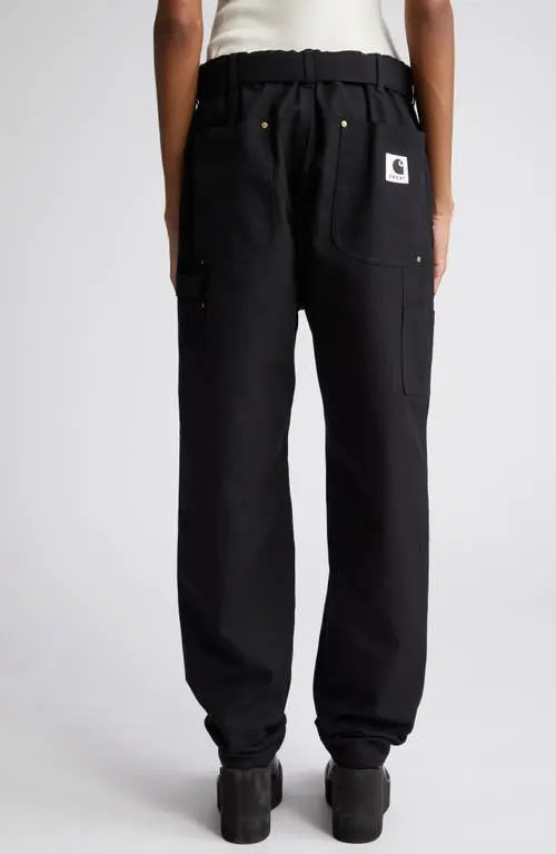 Sacai Carhartt Wip Belted Cotton Canvas Pants In Black - 60% Off