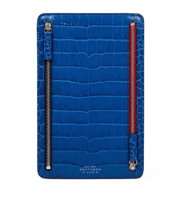Smythson Panama Leather Multi-zip Travel Wallet - Blue