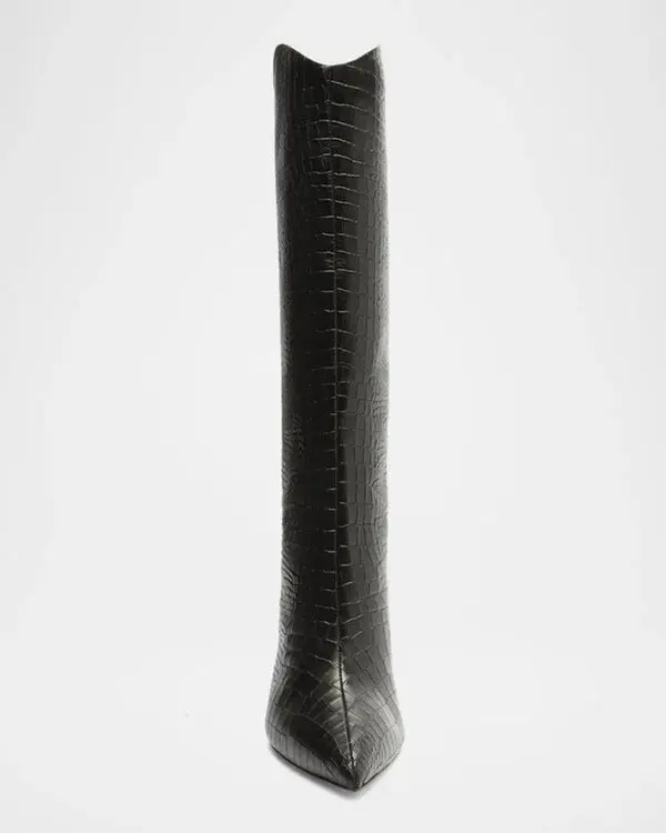 Schutz Maryana Snake-print Leather Knee Boots