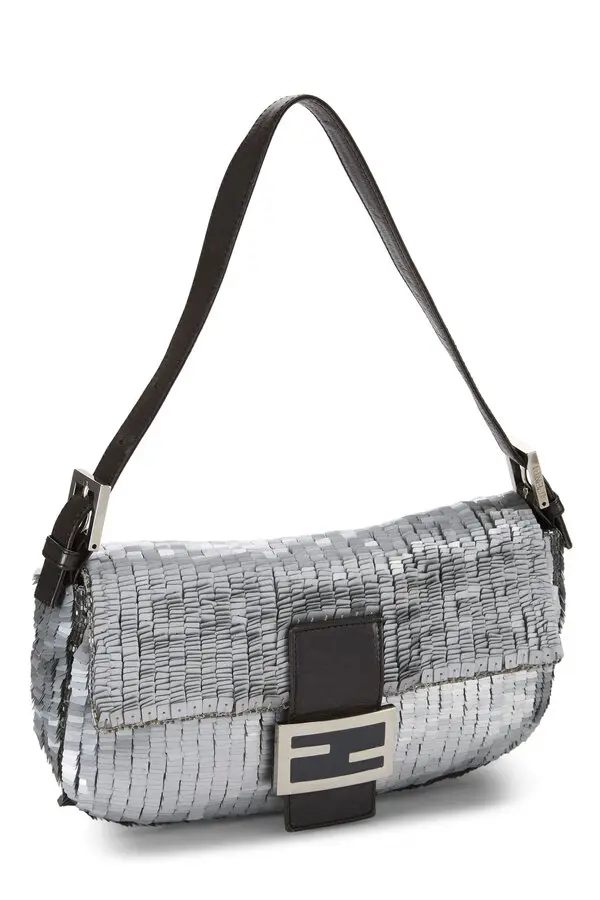 Fendi Sequin Baguette Shoulder Bag - Silver