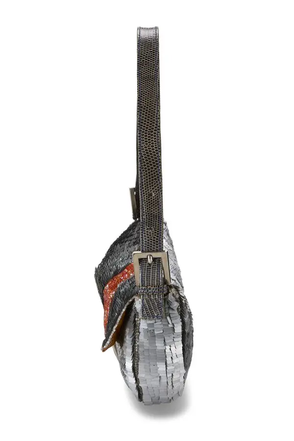 Fendi Sequin Baguette Shoulder Bag - Silver