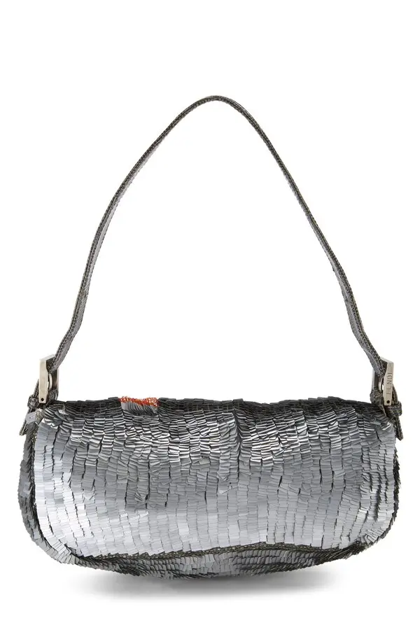 Fendi Sequin Baguette Shoulder Bag - Silver