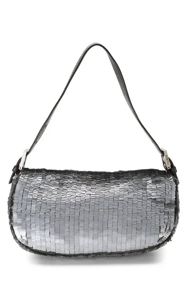 Fendi Sequin Baguette Shoulder Bag - Silver