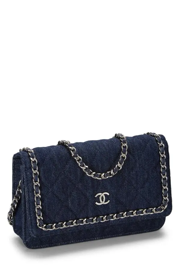 Chanel Quilted Denim Wallet On Chain