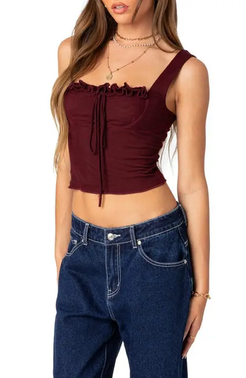 EDIKTED Aurelia Ruffle Trim Crop Corset Top