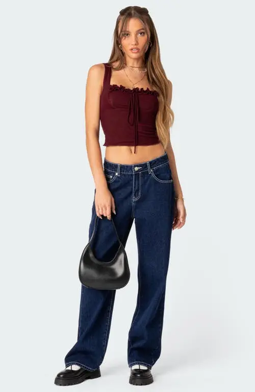 EDIKTED Aurelia Ruffle Trim Crop Corset Top
