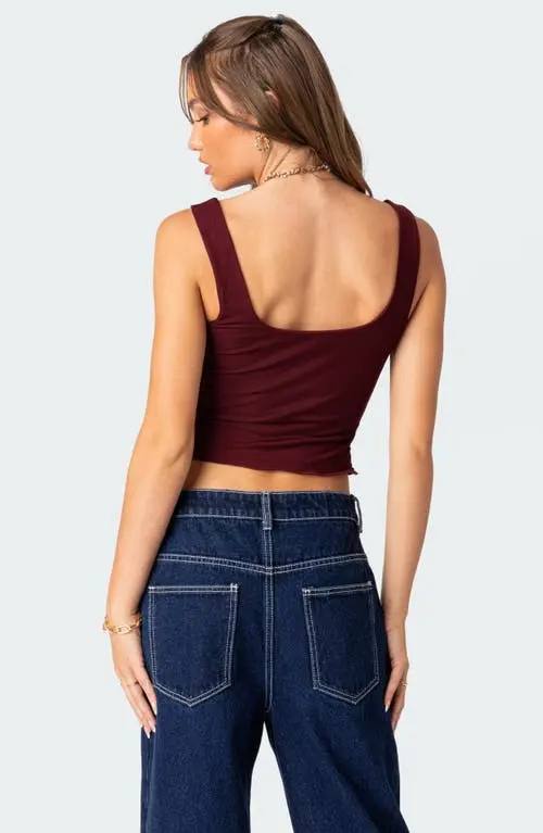EDIKTED Aurelia Ruffle Trim Crop Corset Top