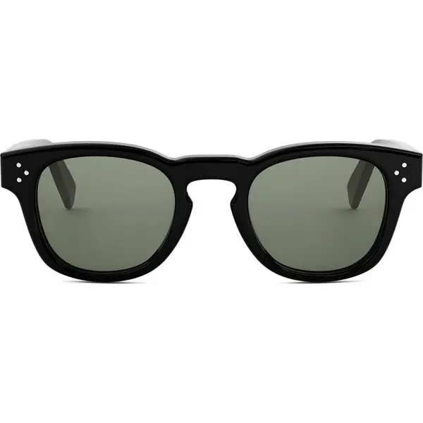 Celine Bold 3 Dots 49mm Square Sunglasses - Shiny Black / Green