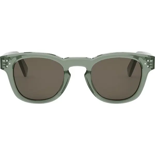 Celine Bold 3 Dots 49mm Square Sunglasses - Shiny Dark Green /brown