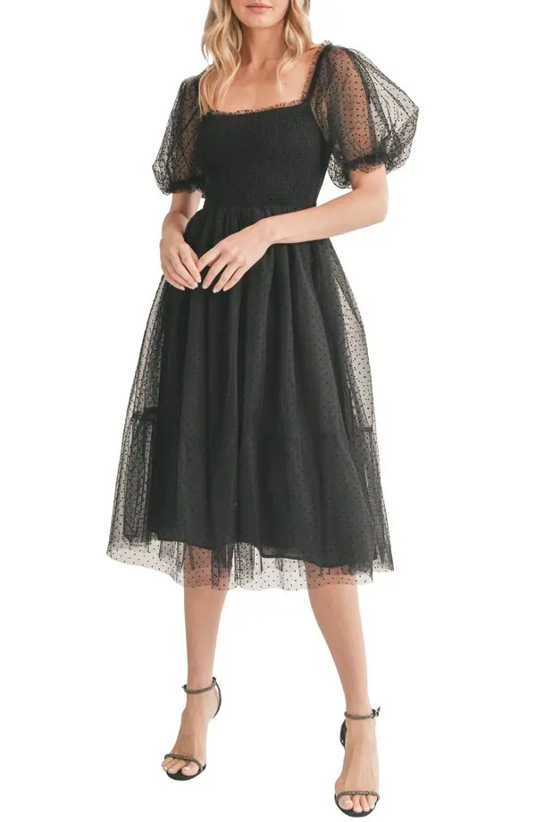 knee length dresses for ladies WOMEN'S LONG SLEEVE V-NECK TIERED SWISS DOTS MIDI DRESS –  Wholesalefashiontrends.com