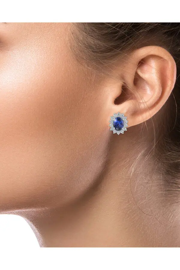 KENNETH JAY LANE Sapphire & Cubic Zirconia Earrings