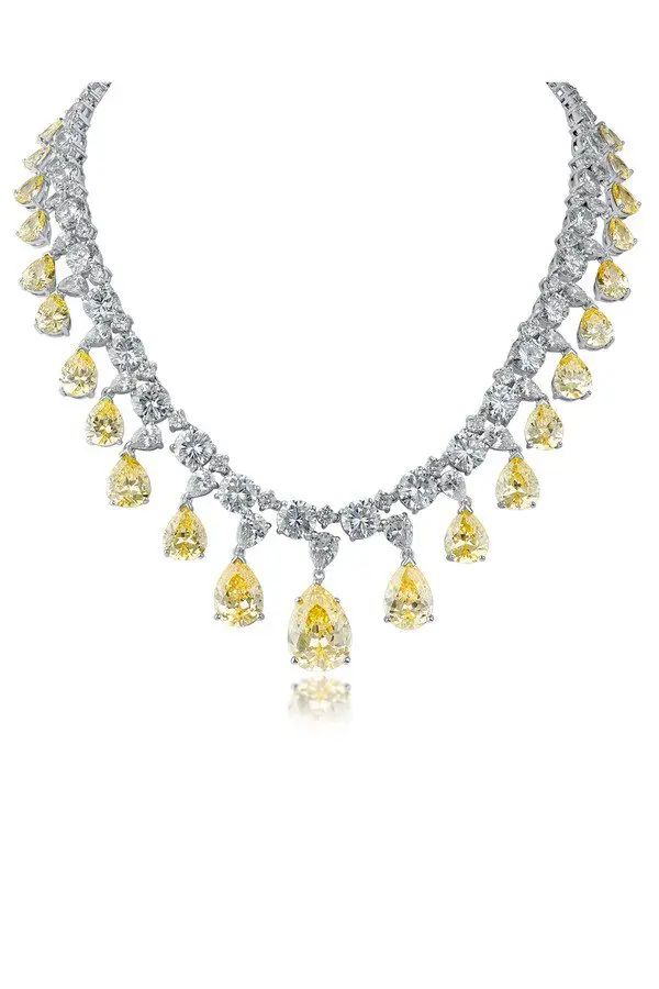 KENNETH JAY LANE Pear Cut Fringe Cubic Zirconia Necklace - Yellow
