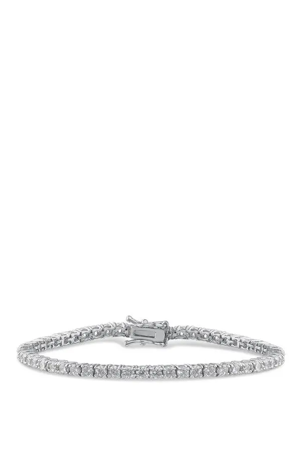 KENNETH JAY LANE Cubic Zirconia & Rhodium Plated Tennis Bracelet - Lime