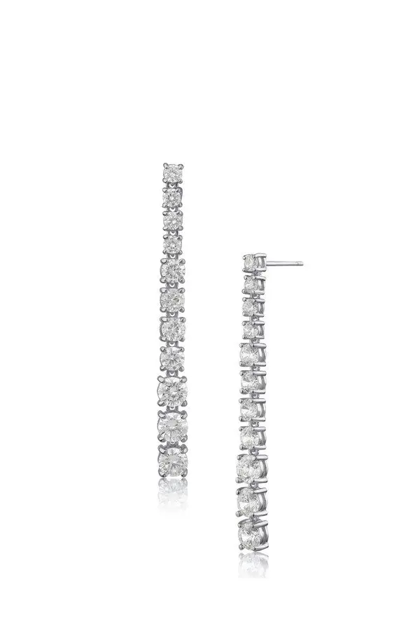 KENNETH JAY LANE Cubic Zirconia & Rhodium Drop Earrings - Natural