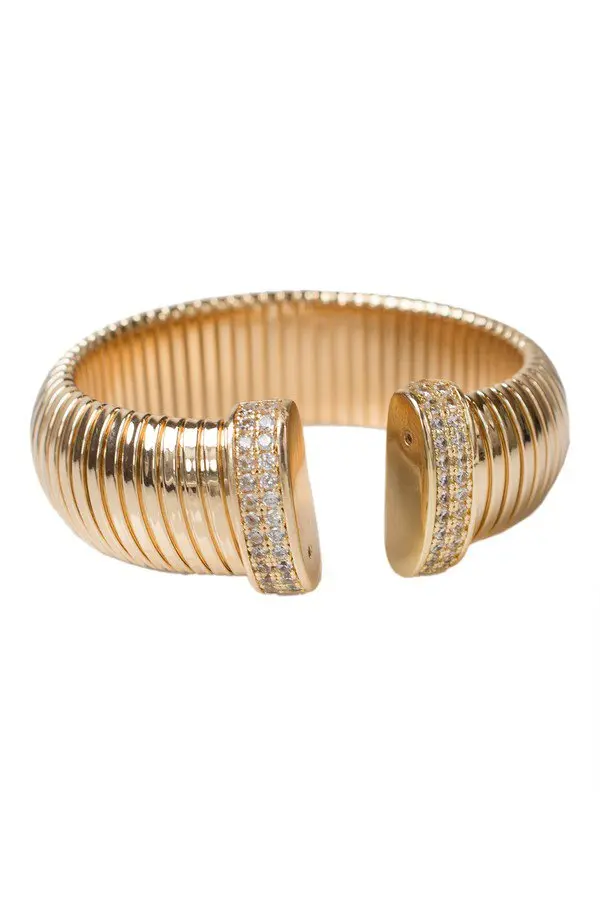 KENNETH JAY LANE Cubic Zirconia & Plated Pave Cuff Bracelet - Gold