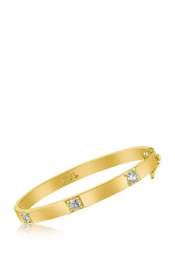 KENNETH JAY LANE Cubic Zirconia & Plated Bangle - Gold