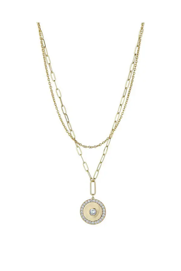 KENNETH JAY LANE Double Stranded Cubic Zirconia Pendant Necklace - Gold