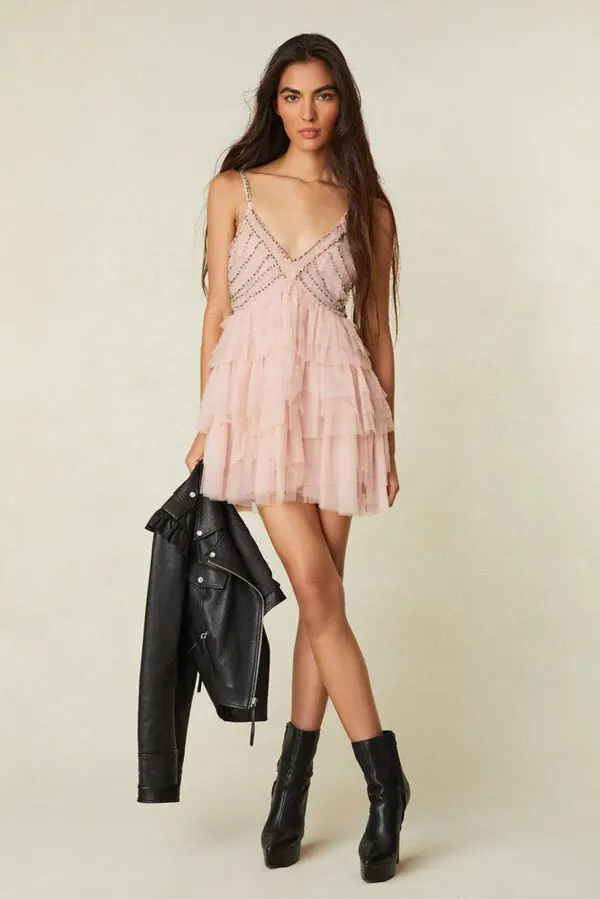knee length dresses for ladies Jude Mini Dress With Lace Detailing